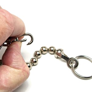 Key Chain, Large Steel Ball Bead, Large Split Ring, Spring Snap Clasp ...