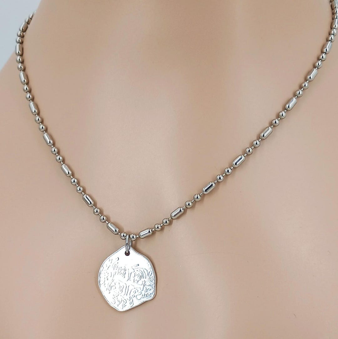 Spanish Coin Replica Necklace, Doubloon Pirate Treasure, 3mm Bead Bar ...