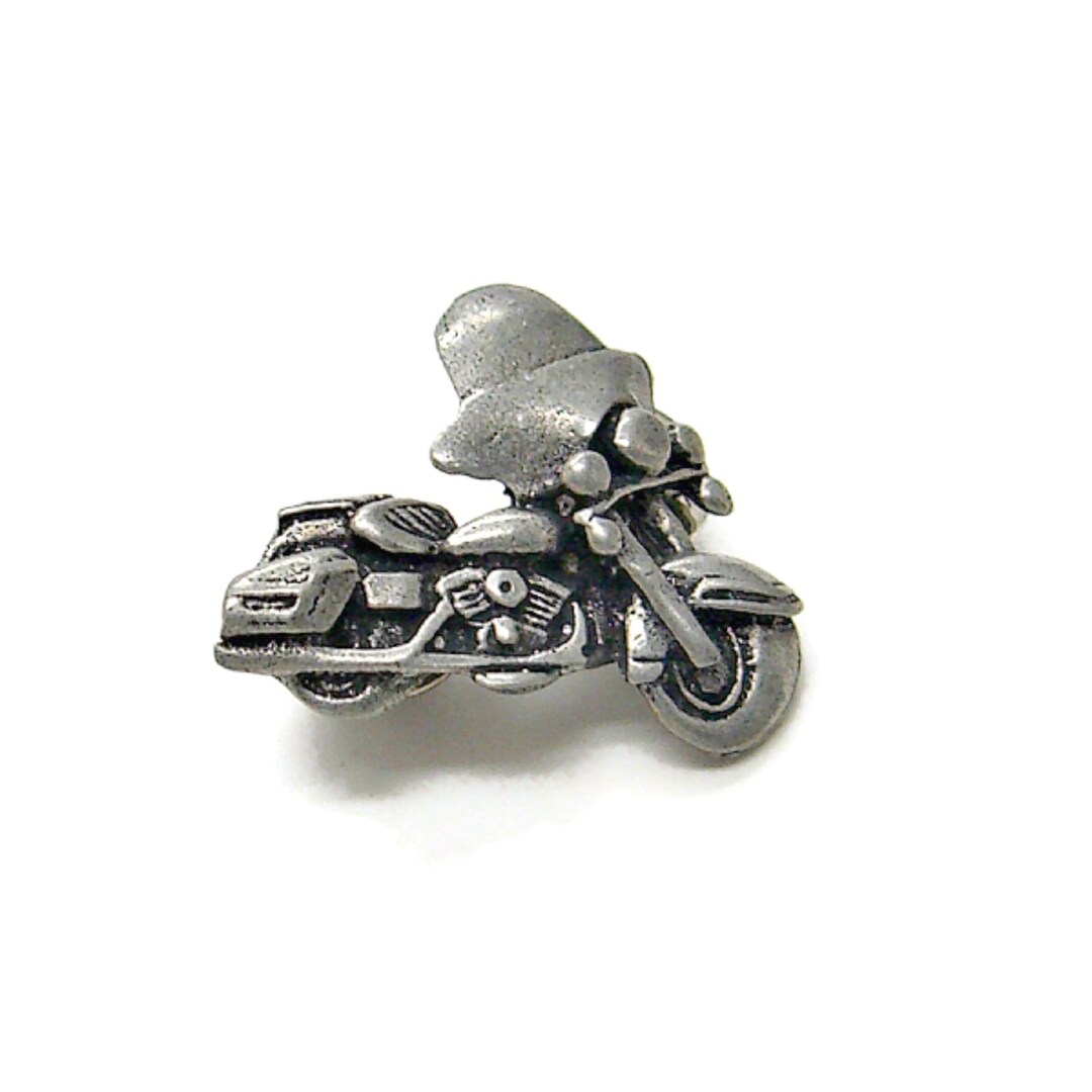 Motorcycle Vest Lapel Hat Pewter Tac Pin Cruiser Bike With Windshield ...