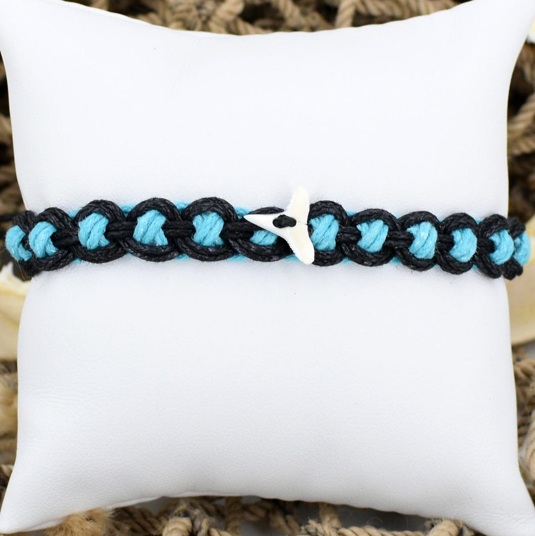 Shark Tooth Bracelet Waterproof Adjustable Braided Macramé Cord 6293-12 ...
