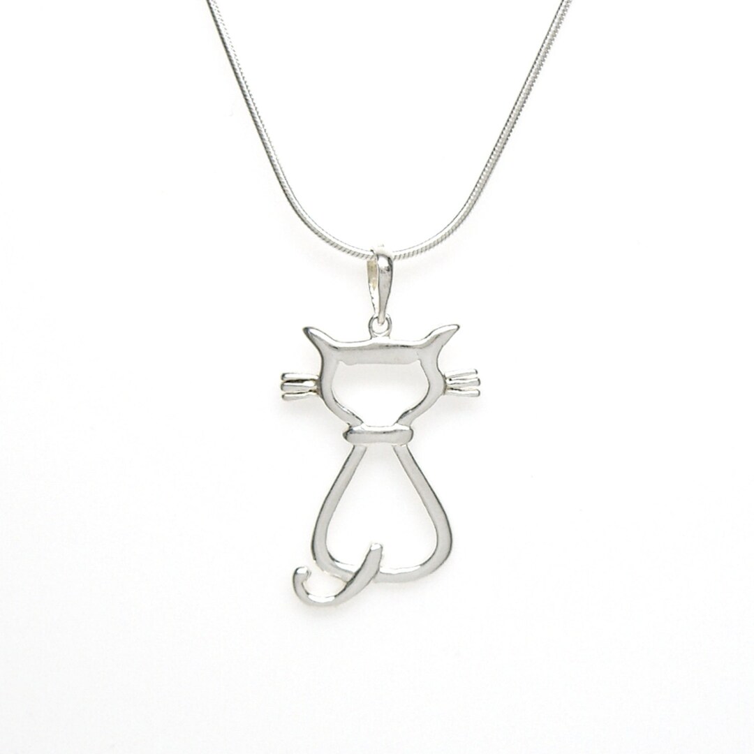 Kitty Cat Sterling Silver Pet Outline Charm Pendant or Necklace 2038 - Etsy