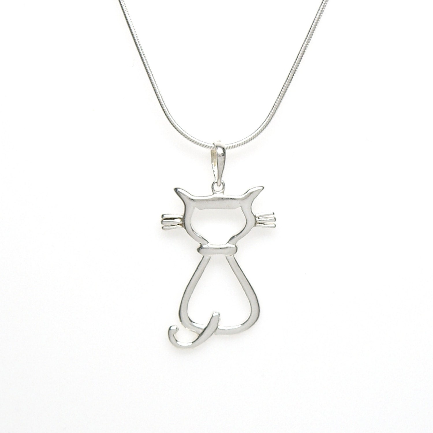 Kitty Cat Sterling Silver Pet Outline Charm Pendant or - Etsy