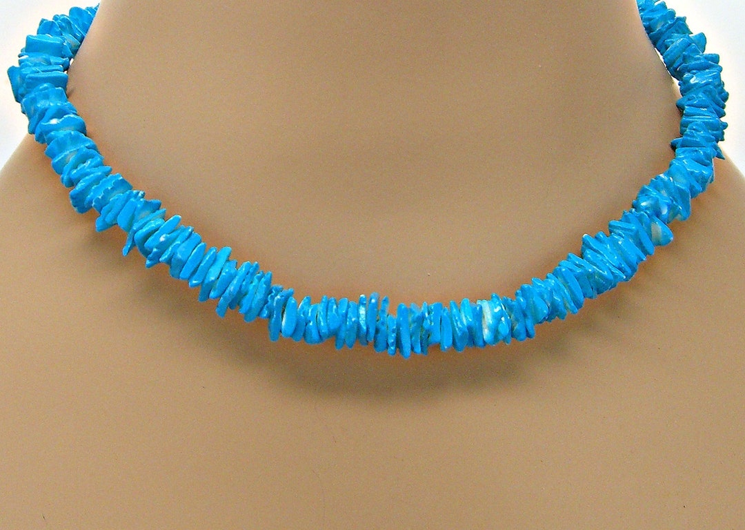 Puka Seashell Necklace 18-inches 2- Color Choices Aqua or Purple ...