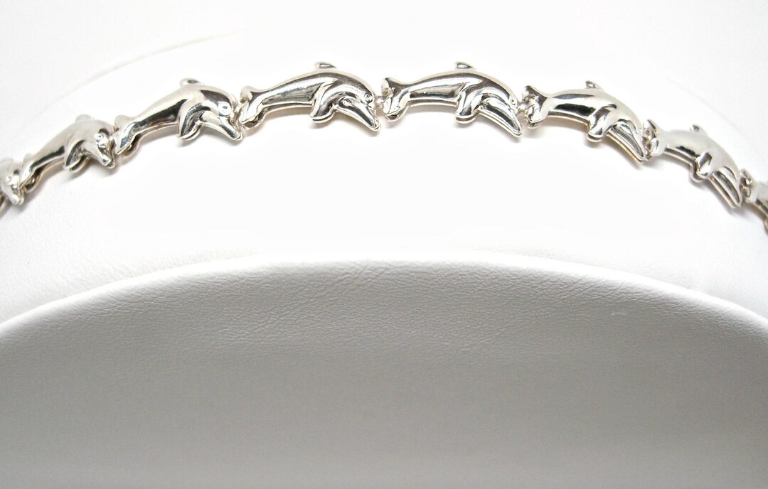 Dolphins Charm Link Bracelet: Sterling Silver, Beach 7 Inches 3274 - Etsy