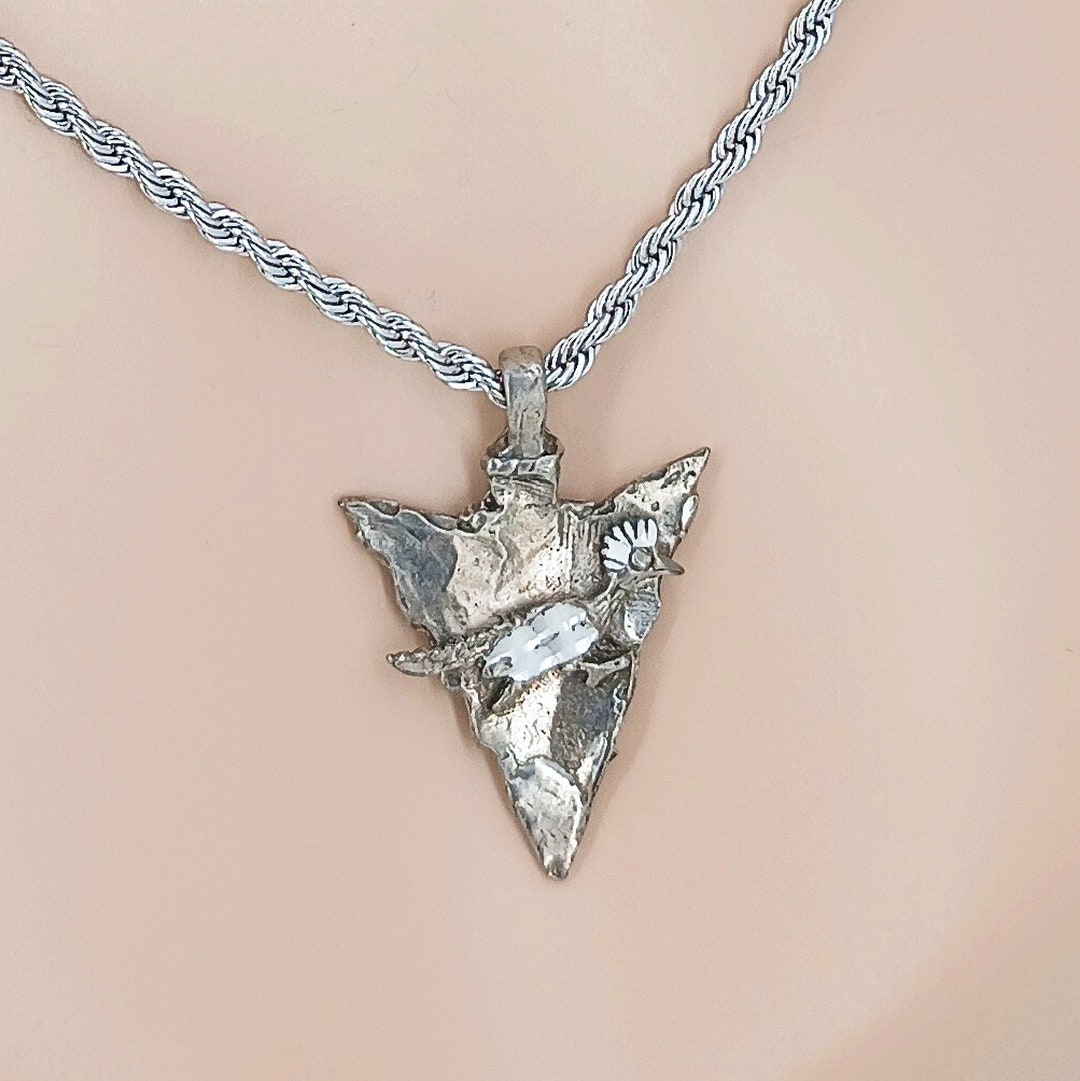 Arrowhead Roadrunner Necklace Stainless Steel 3mm Black or Silver Rope ...