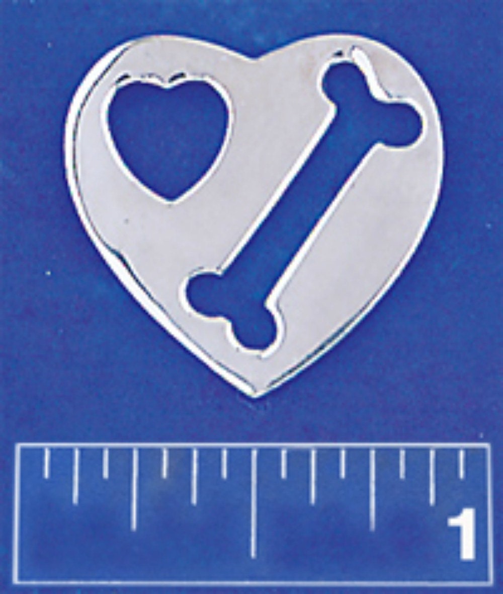 Dog Bone Heart Slide Sterling Silver Pet Charm Pendant or Necklace 2041 ...