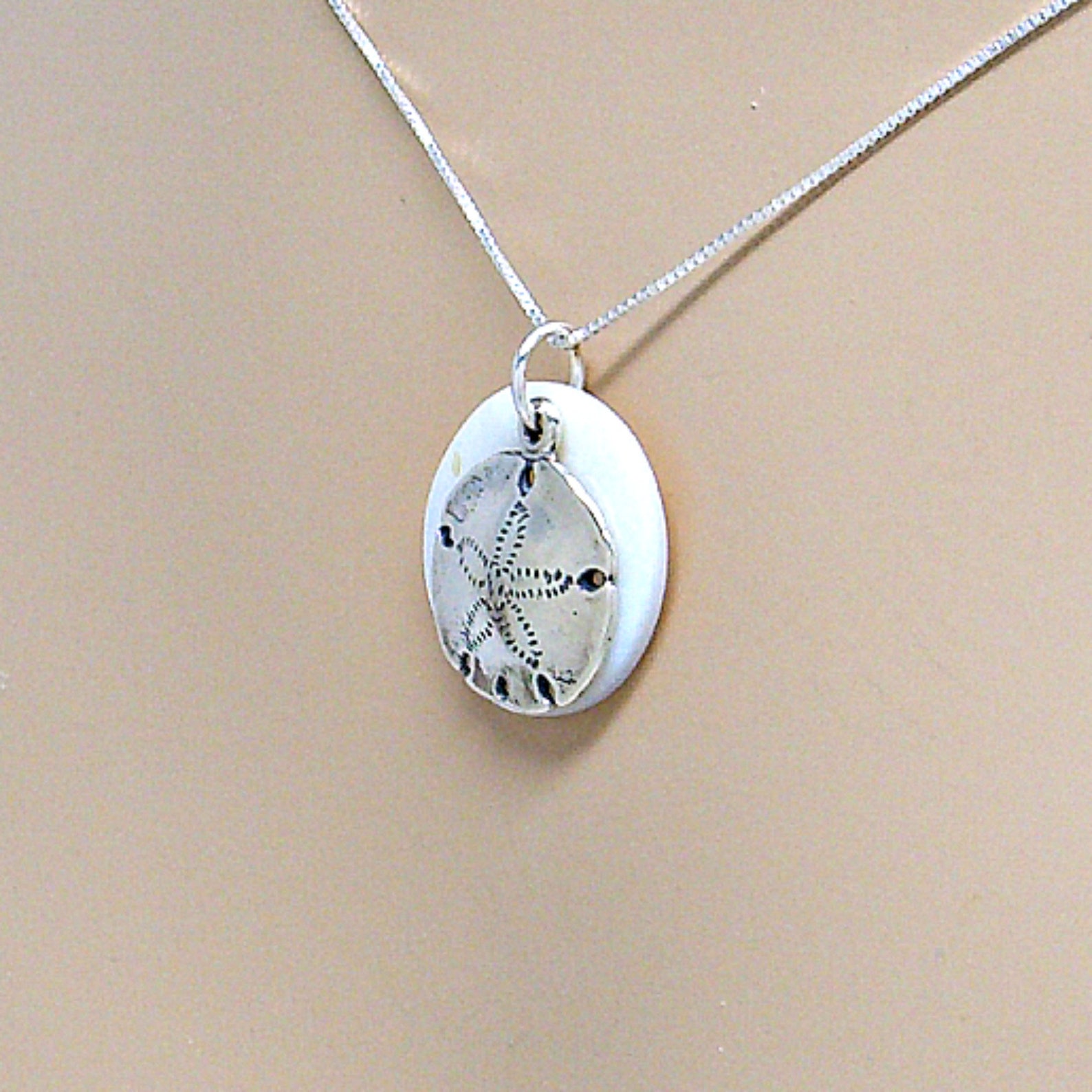 Sand Dollar Sea Shell Sterling Silver Necklace W-mother of - Etsy