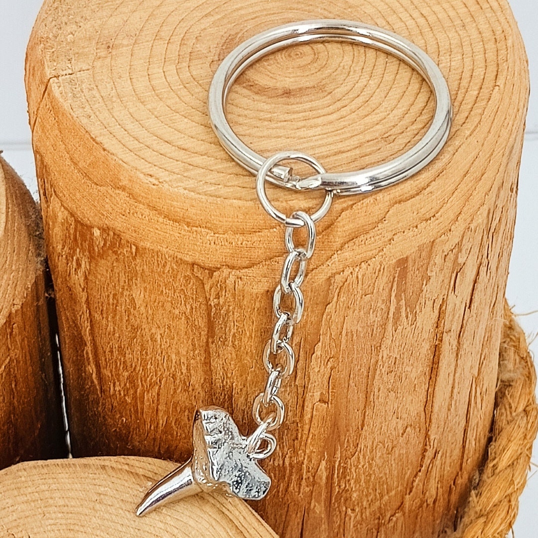 Key Chain Silver Shark Tooth Metal Key Ring 311KC-LT - Etsy