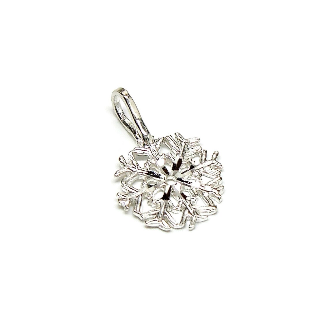 Snowflake Diamond Cut Sterling Silver Charm or With Necklace - Etsy