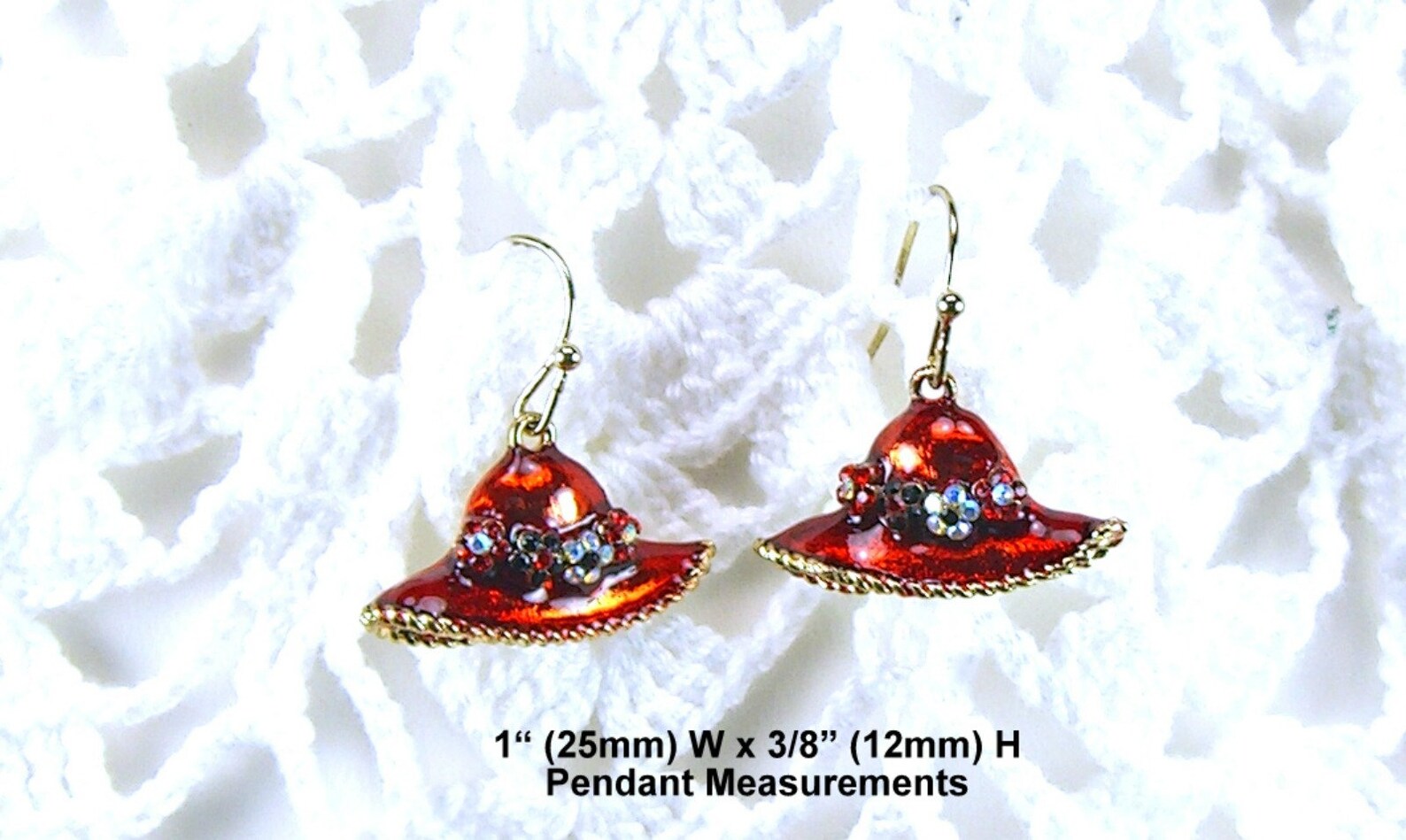 Red Hat Ladies Red Hatters Earrings Jewelry Ear Wires Austrian Flower ...