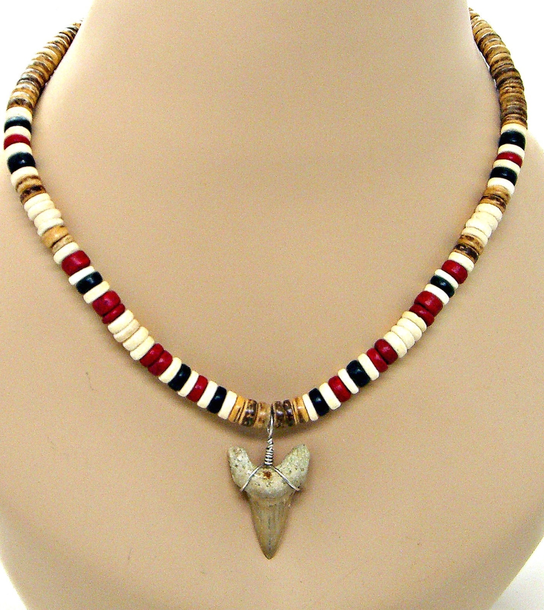 Xl-fossil Shark Tooth OBX 20-inch Necklace Great Sharks Teeth Coconut ...