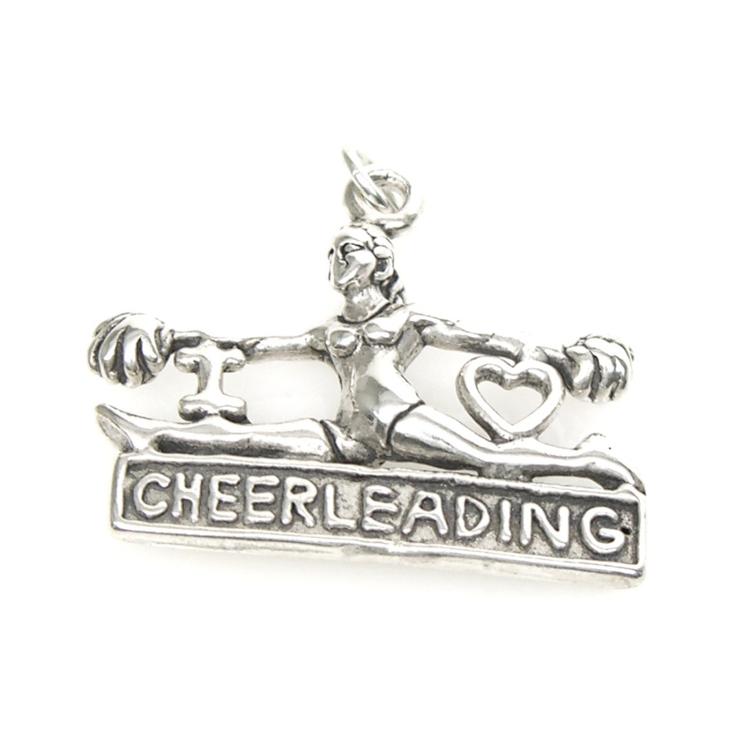 I Love Cheerleading Cheerleader Sterling Silver Cheer Sports Charm ...