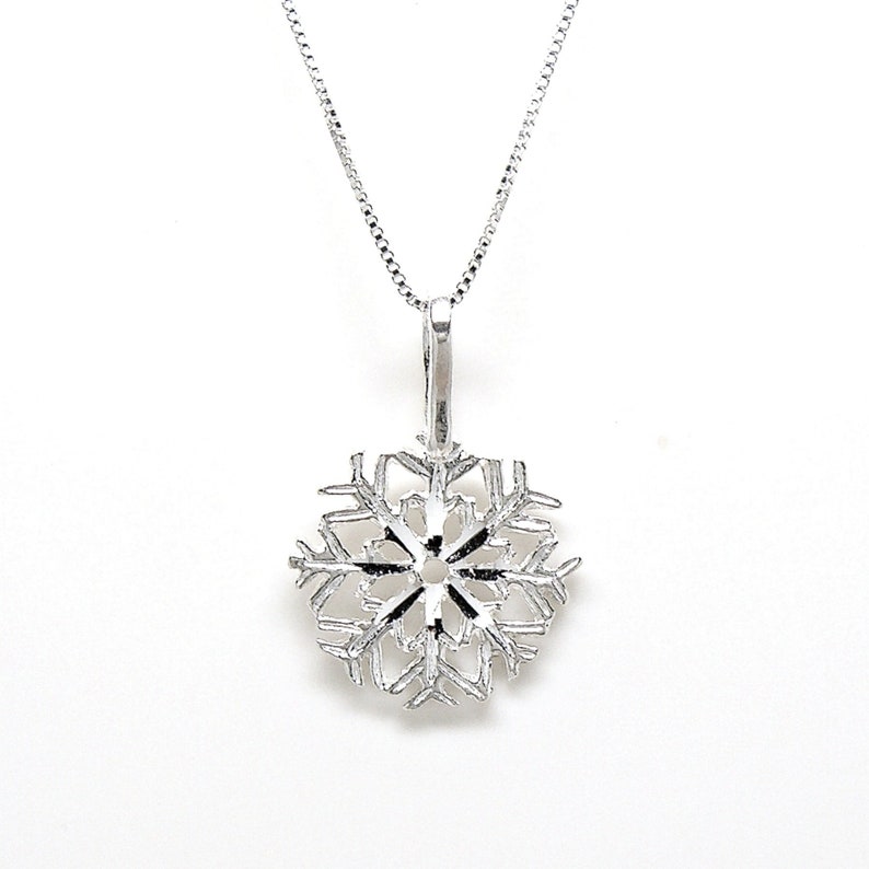 Snowflake Diamond Cut Sterling Silver Charm or With Necklace - Etsy