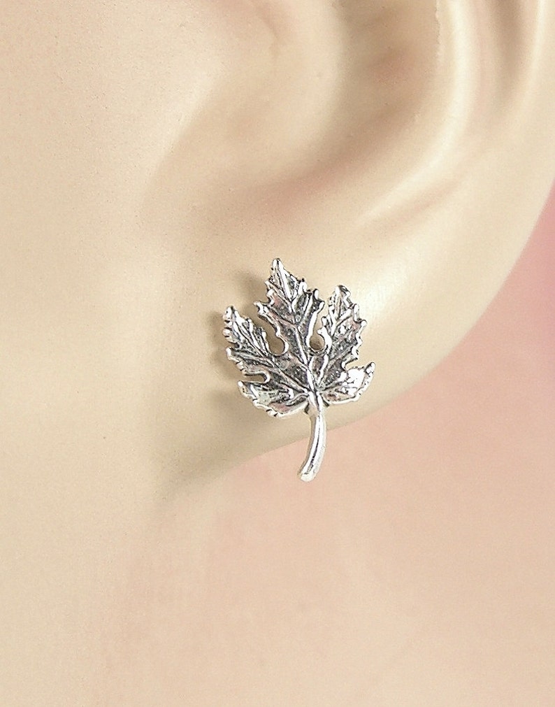 Earrings Maple Tree Leaf Sterling Silver Minimal Autumn Fall - Etsy