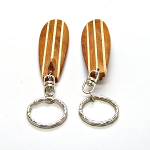 Wood Surfboard SUP Key Chain Single Fin Long Board Key Ring Surfer ...