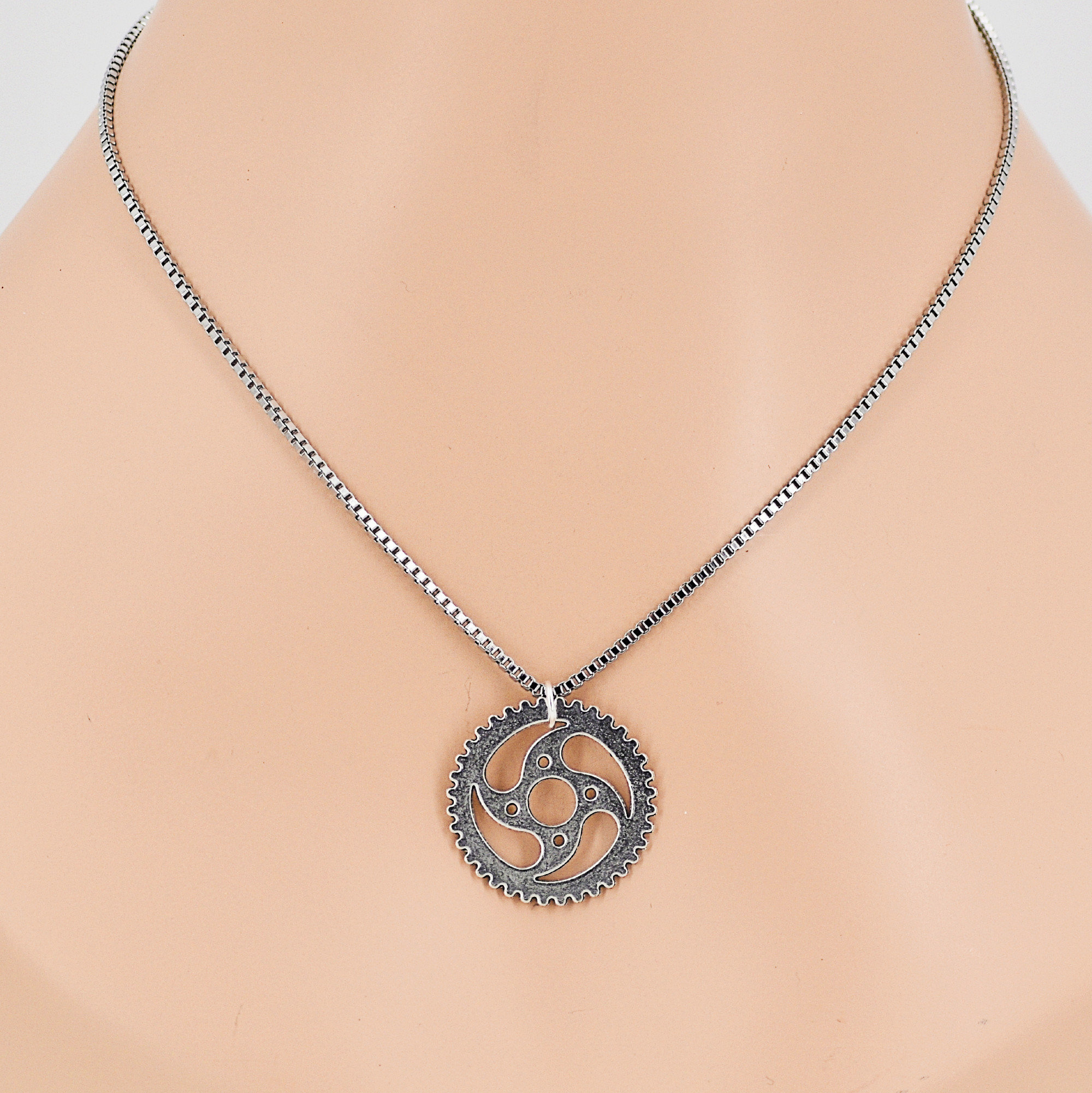 Gear Pendant Stainless Steel Box Chain Necklace 20 | Etsy