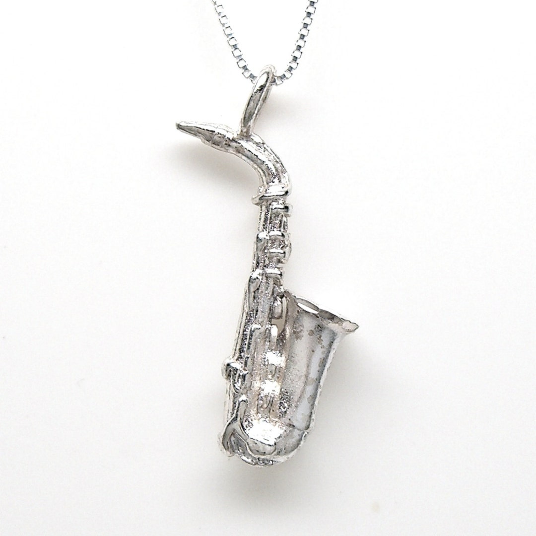 Sax Saxophone Sterling Silver 3D Music Instrument Charm Pendant or ...