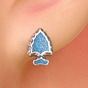 Arrowhead Turquoise Inlay Earrings Sterling Silver Native American ...