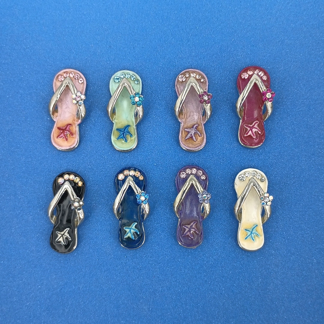 Starfish Flip Flop Necklace , Epoxy Color, Encrusted With Crystals ...
