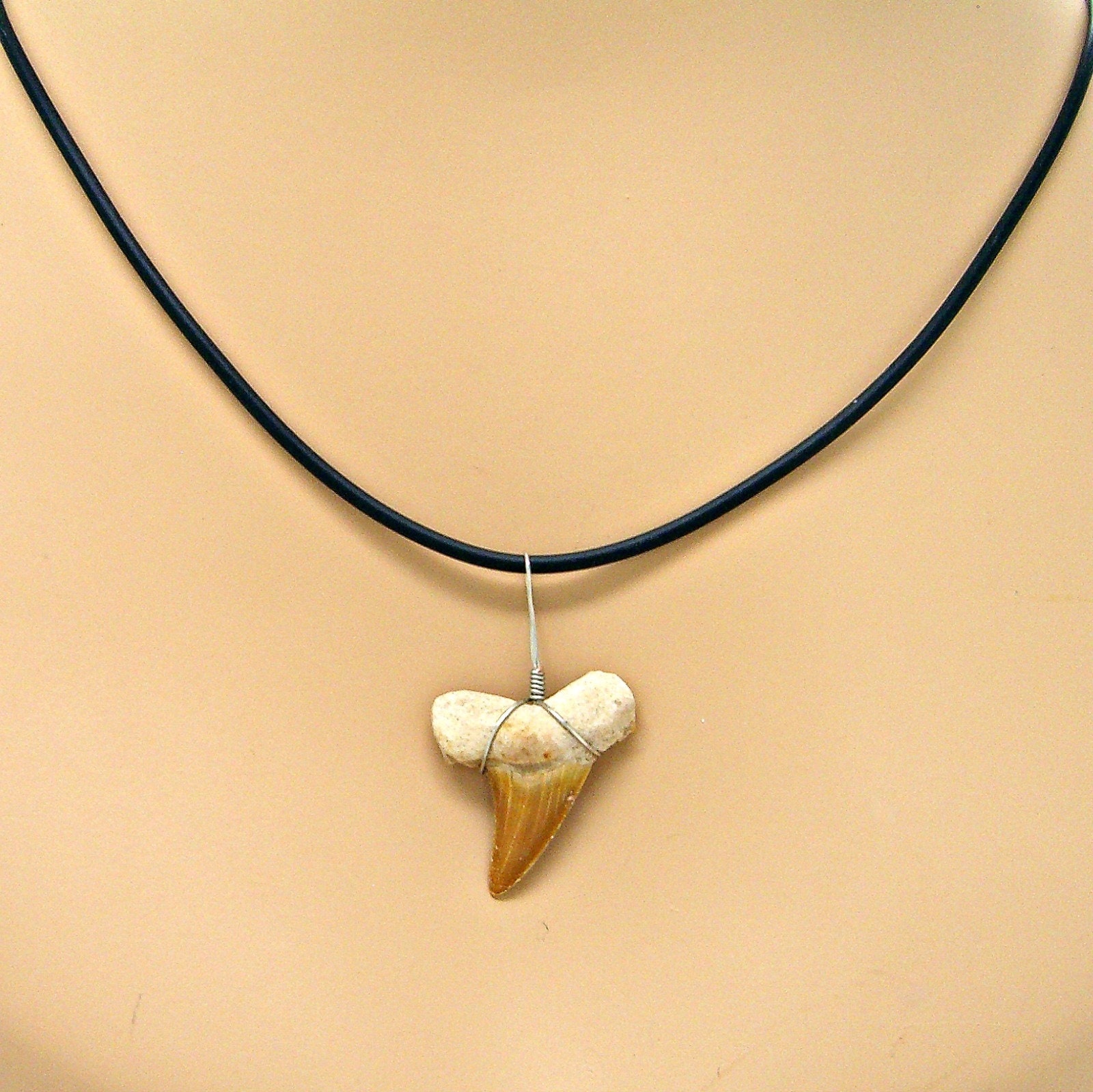 LARGE Fossil Shark Tooth Necklace Wire Wrapped Pendant on | Etsy