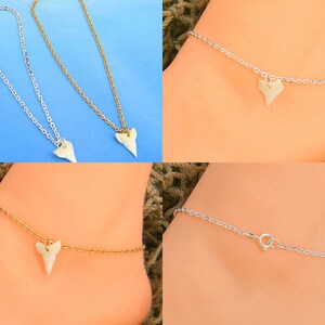 Shark Tooth Anklet, Gold or Silver Cable Chain 9, 10, 11, 12 Inches ...