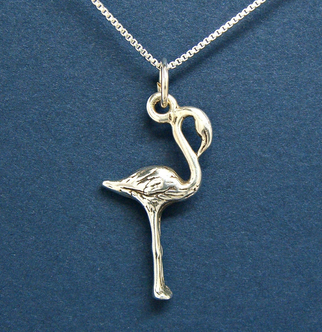 Flamingo Sterling Silver Tropical Bird 3 Dimensional Charm Pendant or ...