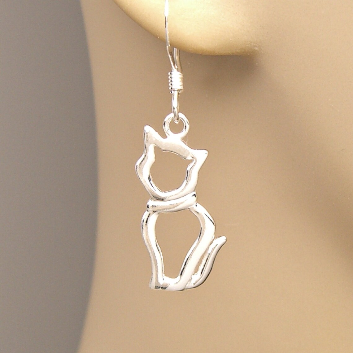 Kitty Cat Sterling Silver Pet Charm Pendant Necklace and Ear | Etsy