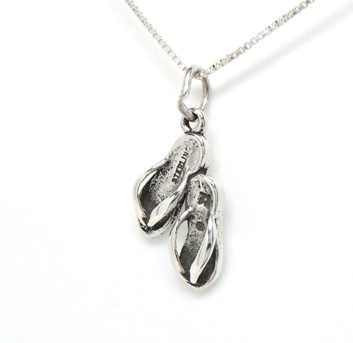 Pair of Flip Flops Beach Sandals Sterling Silver 3D Pendant Charm or ...