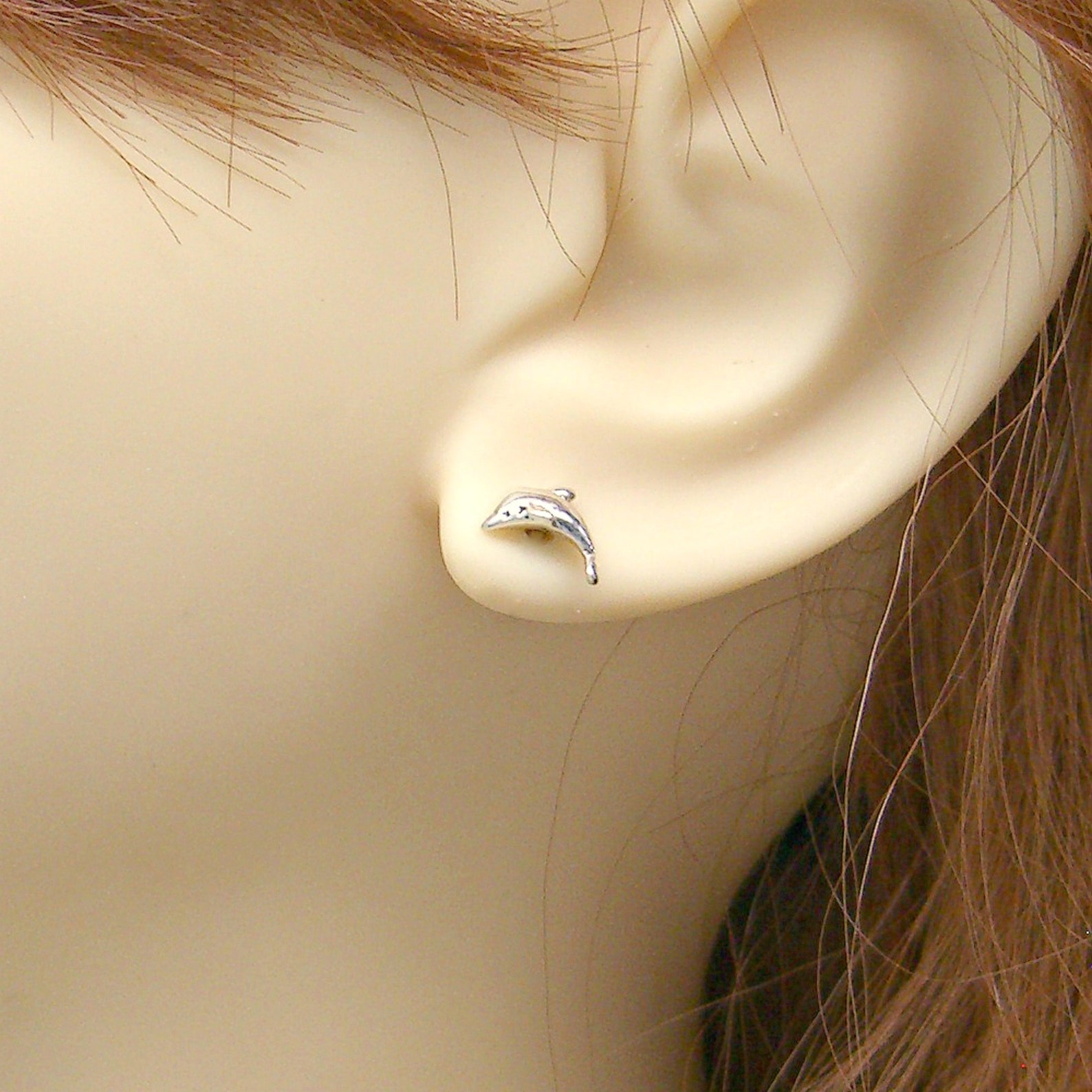 Dolphin Earrings Sterling Silver Beach Minimalist Pierced Tiny Ear ...