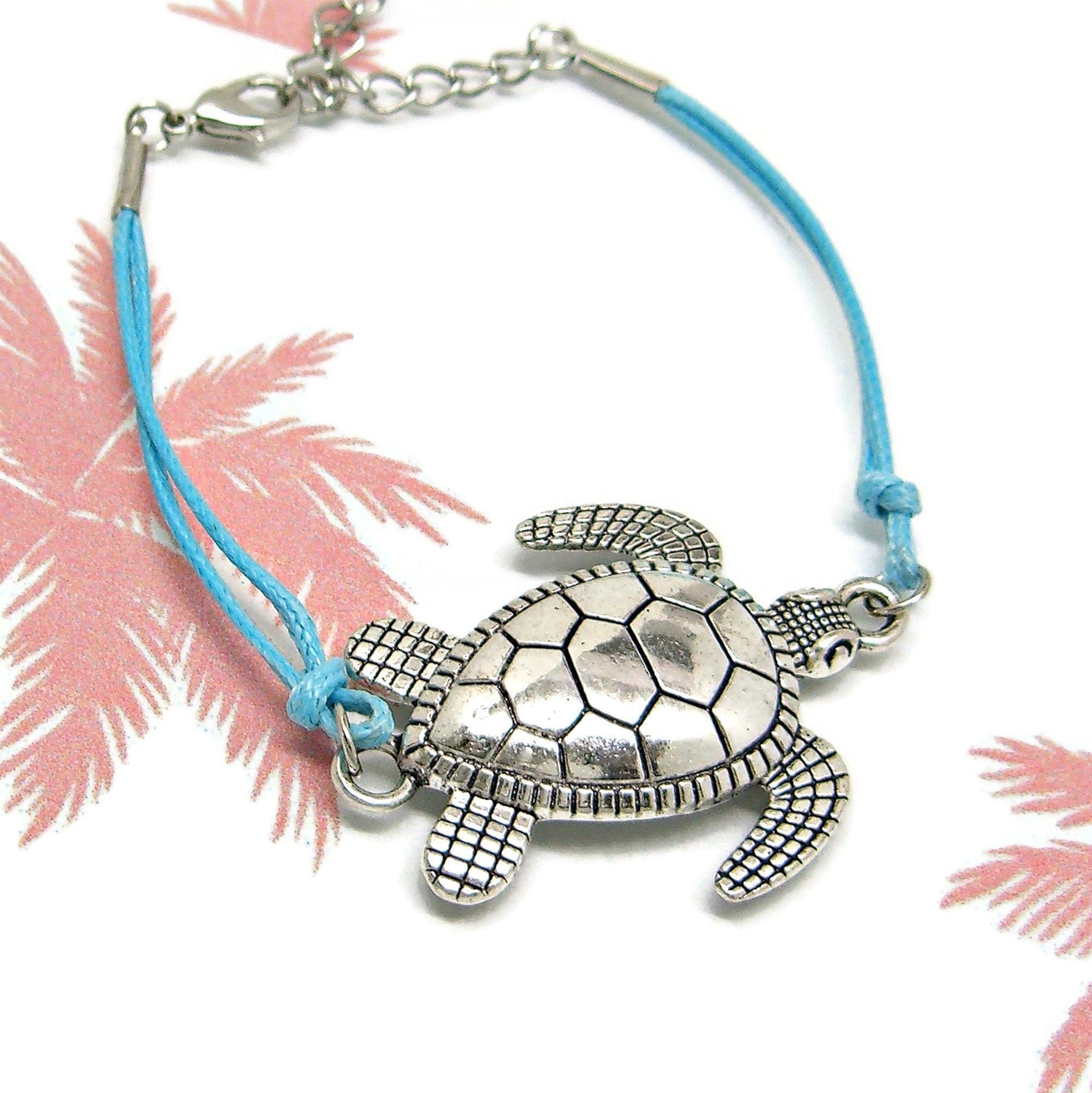 Sea Turtle Bracelet or Anklet Adjustable Cord 8.5 to 10.5 Inches ...