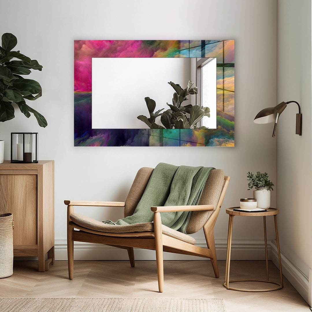 Vibrant Colorful Smoked Theme Mirror Decor With Various Shape Options ...
