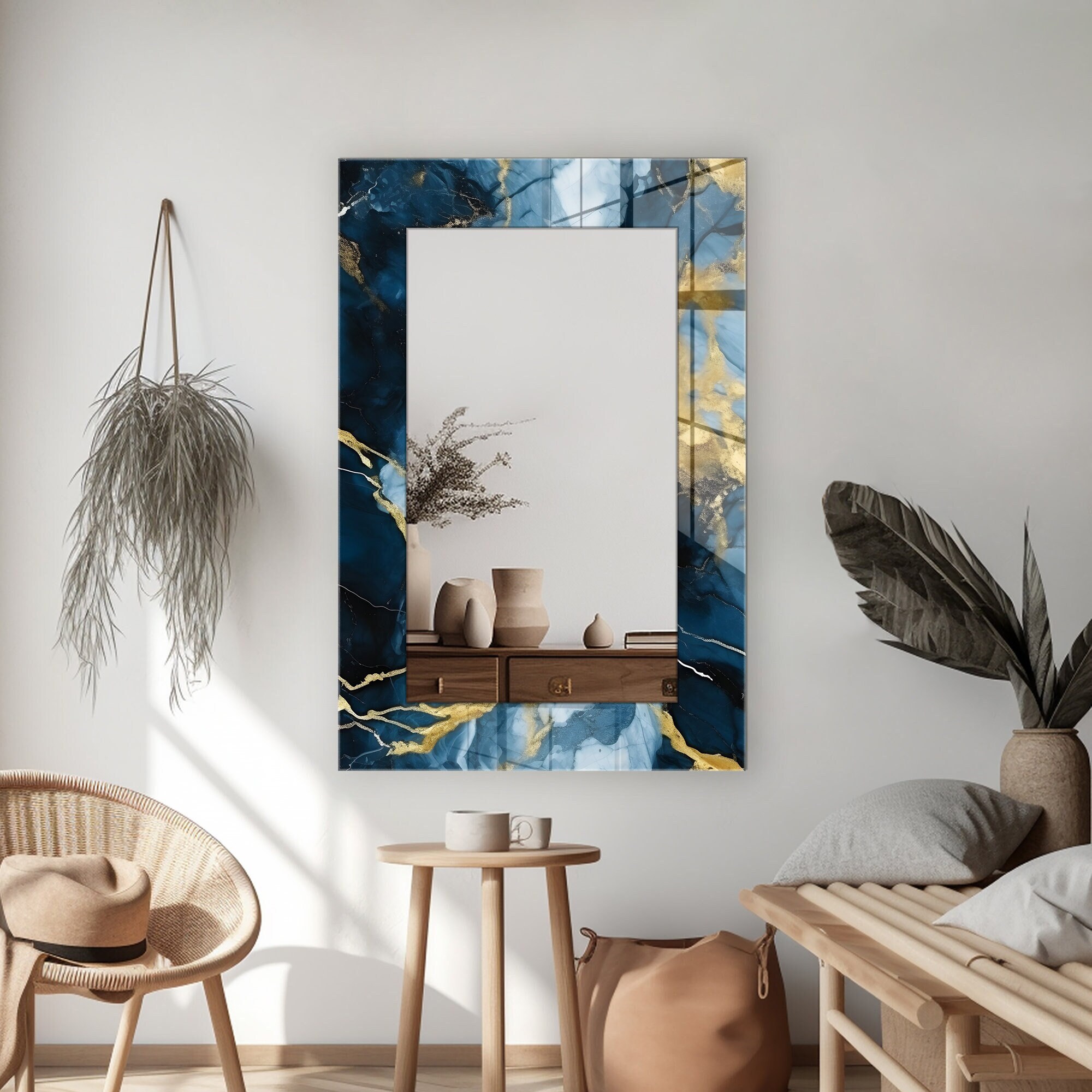 Blue Marble Theme Mirror Wall Decor, Mirror for Bathroom, Living Room ...