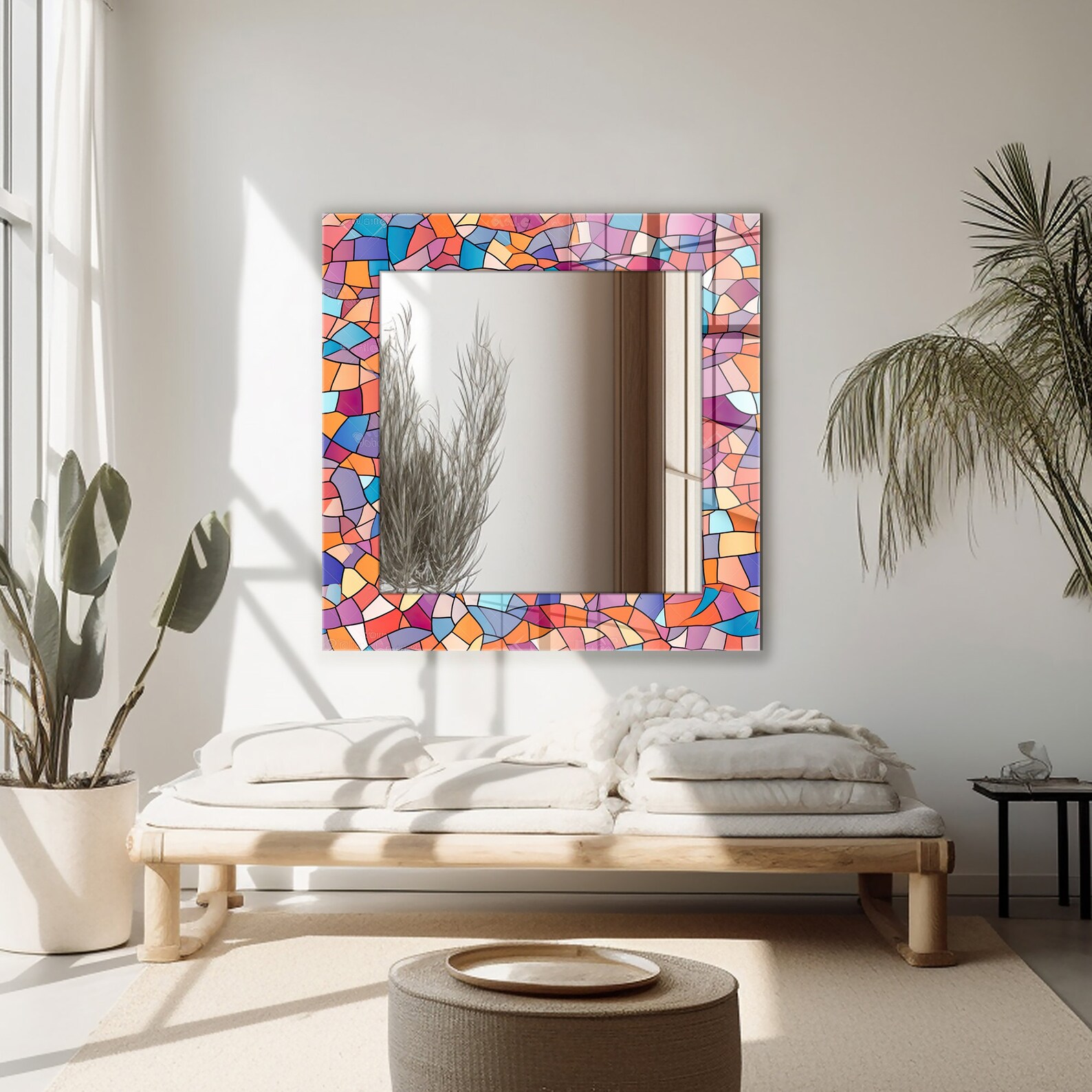 Mosaic Artwork Printing Glass Mirror: Multicolored Wall Decor for ...