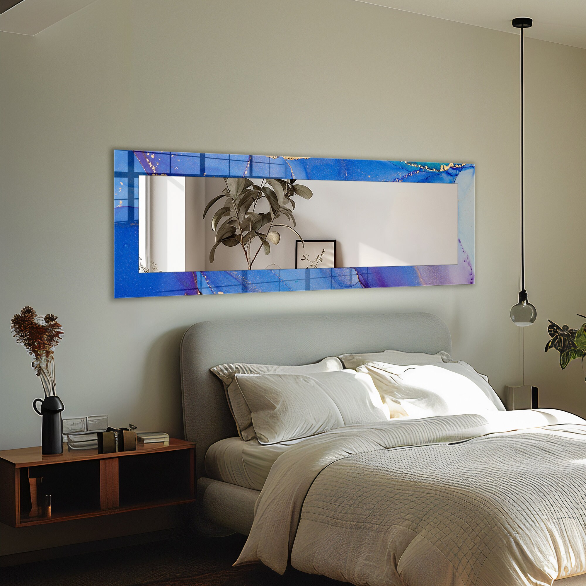 Blue & Green Marble Abstract Mirror for Dressing Room, Vertical Mirror ...