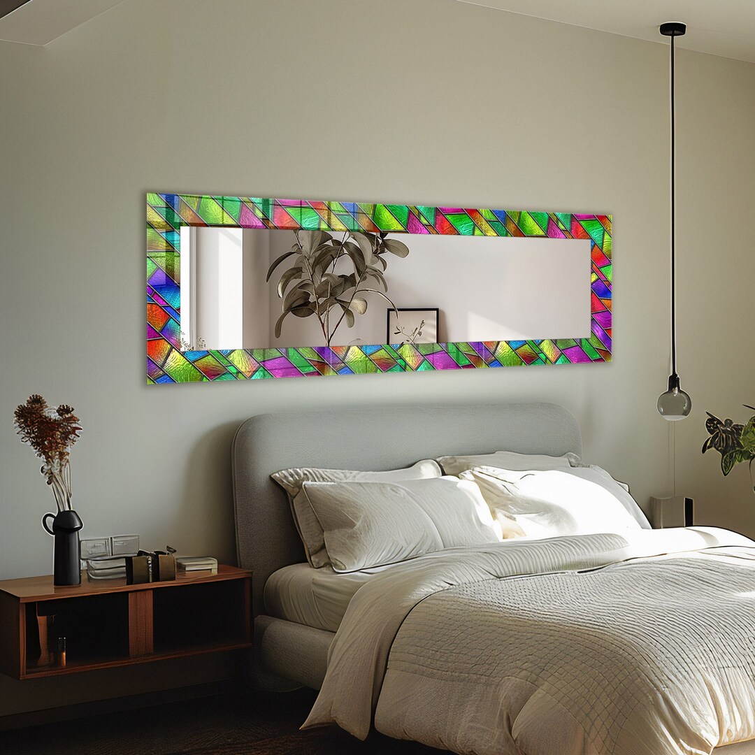 Mirror Decor With Various Shape Options - Vibrant Abstract Stained ...