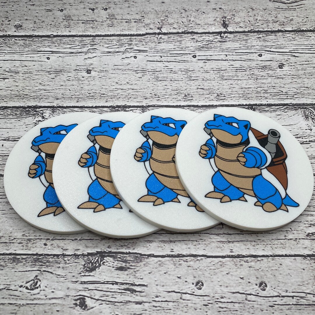Premium Set of 4 Pokémon Blastoise Coasters 3D Printed Drink Coasters ...
