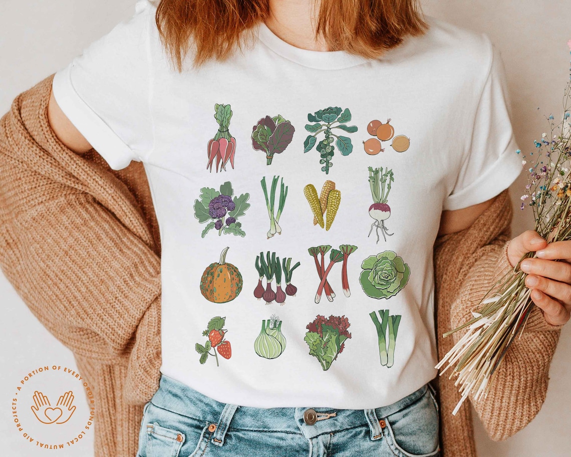 Vegetable Shirt Veggie Cottagecore Shirt Organic Vegan - Etsy
