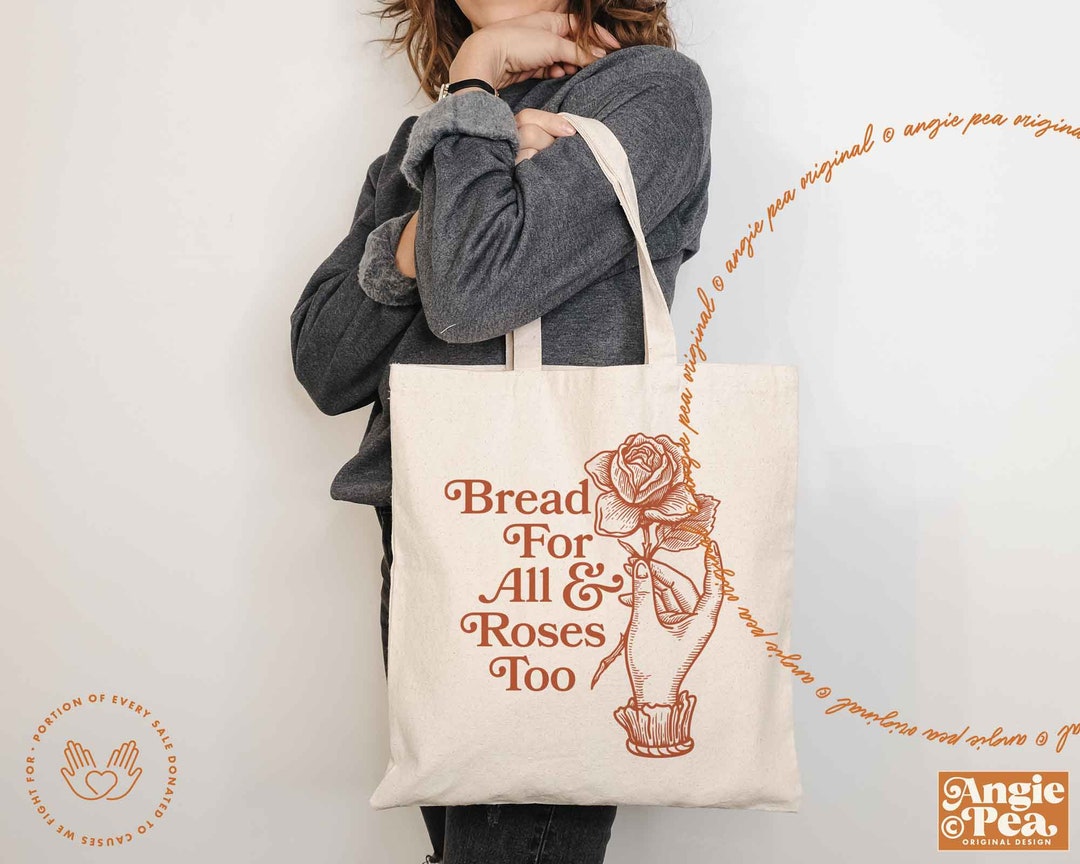 Leftist Tote, Bread for All and Roses Too, Library Tote, Library Tote ...