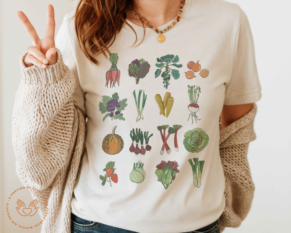 Vegetable Shirt Veggie Cottagecore Shirt Organic Vegan - Etsy