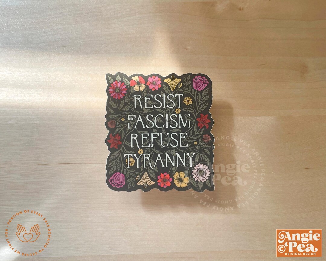Resist Sitcker, Resist Fascism Refuse Tyranny Vinyl Sticker ...