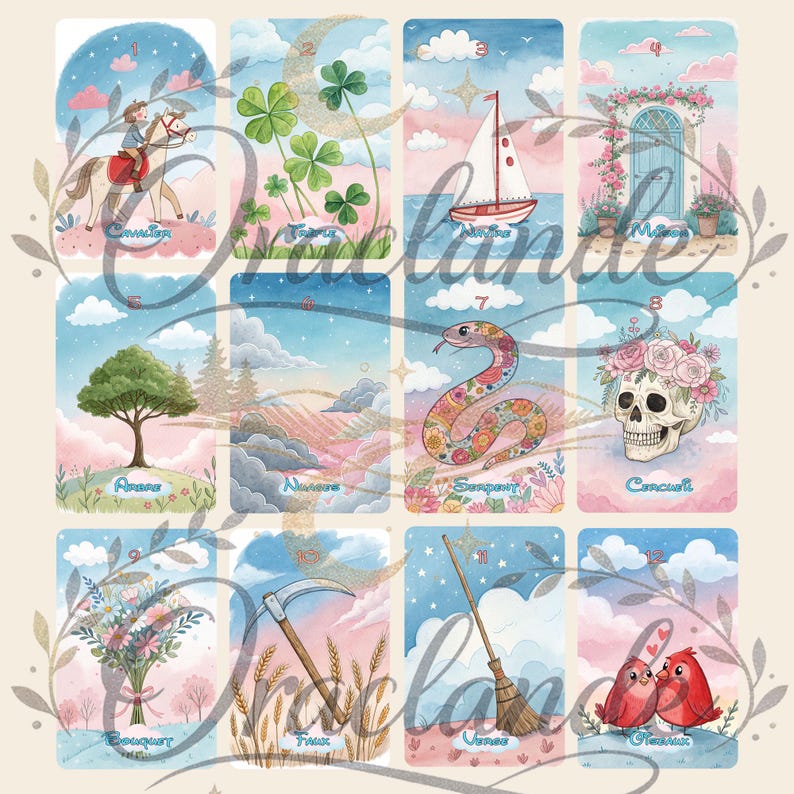 Lenormand Childhood Oracle – 36-card Customizable Deck – Back With Name ...