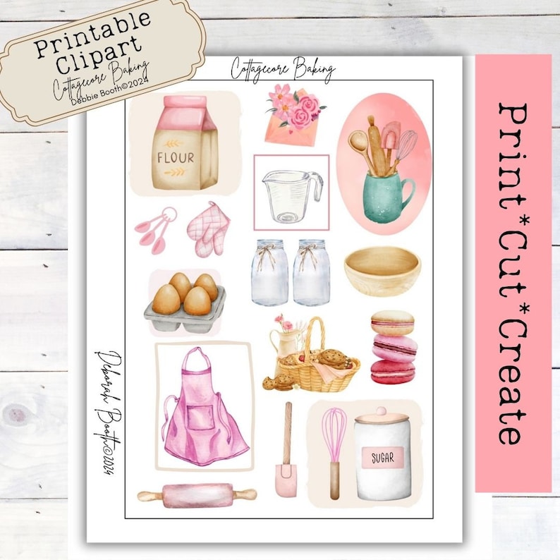 Cottagecore Baking Clipart Bundle Print Cut Create Digital Download ...