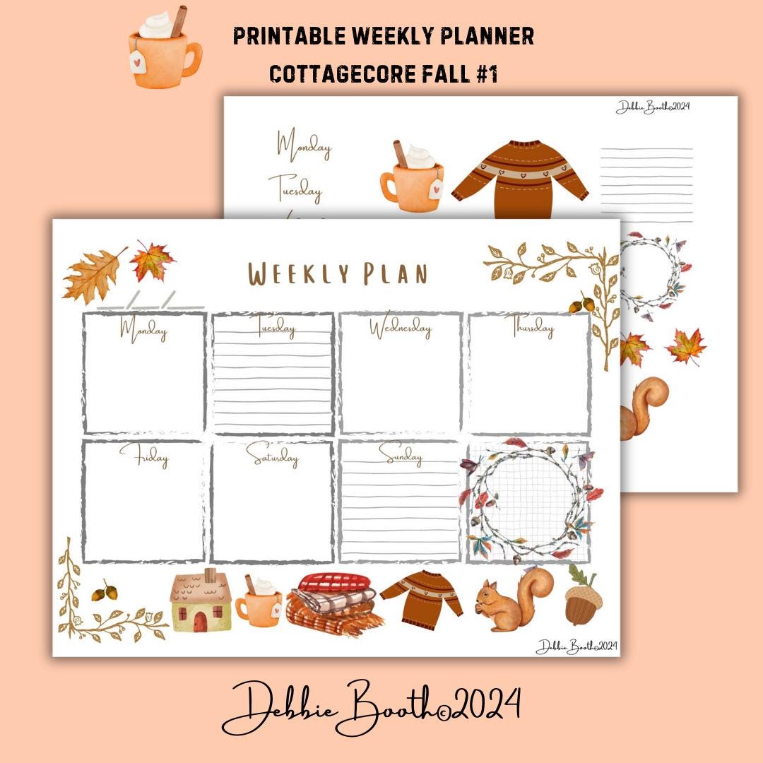 Cottagecore Fall Weekly Planner Page & Stickers (digital File) - Etsy