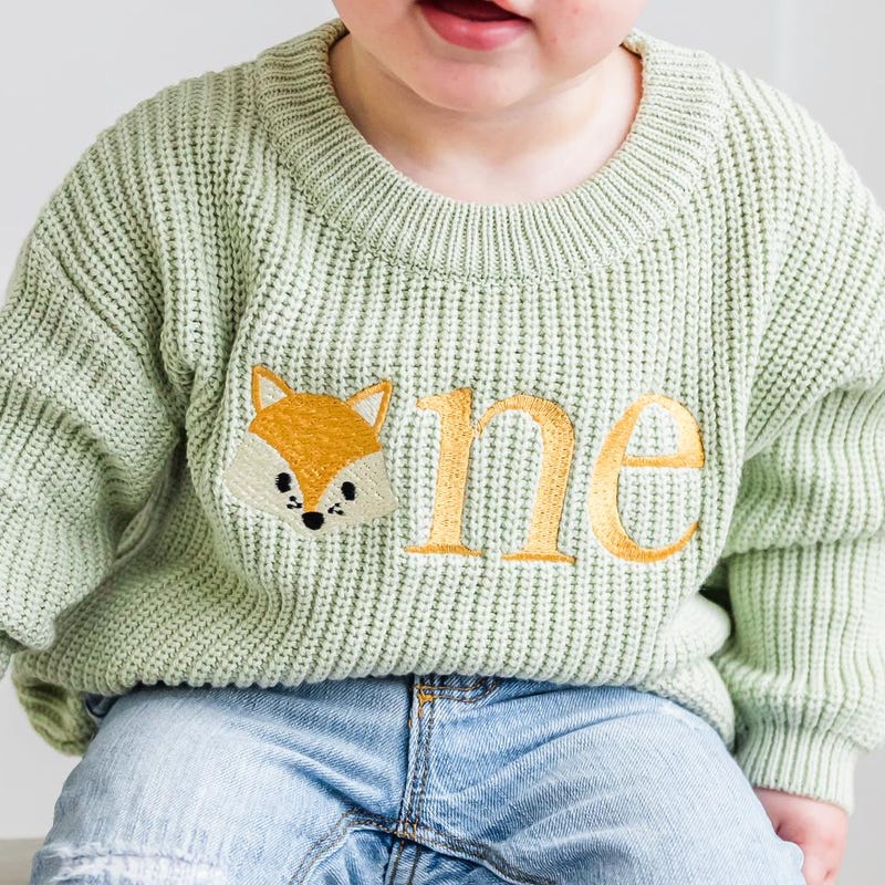 Baby Sweater With Fox - Etsy