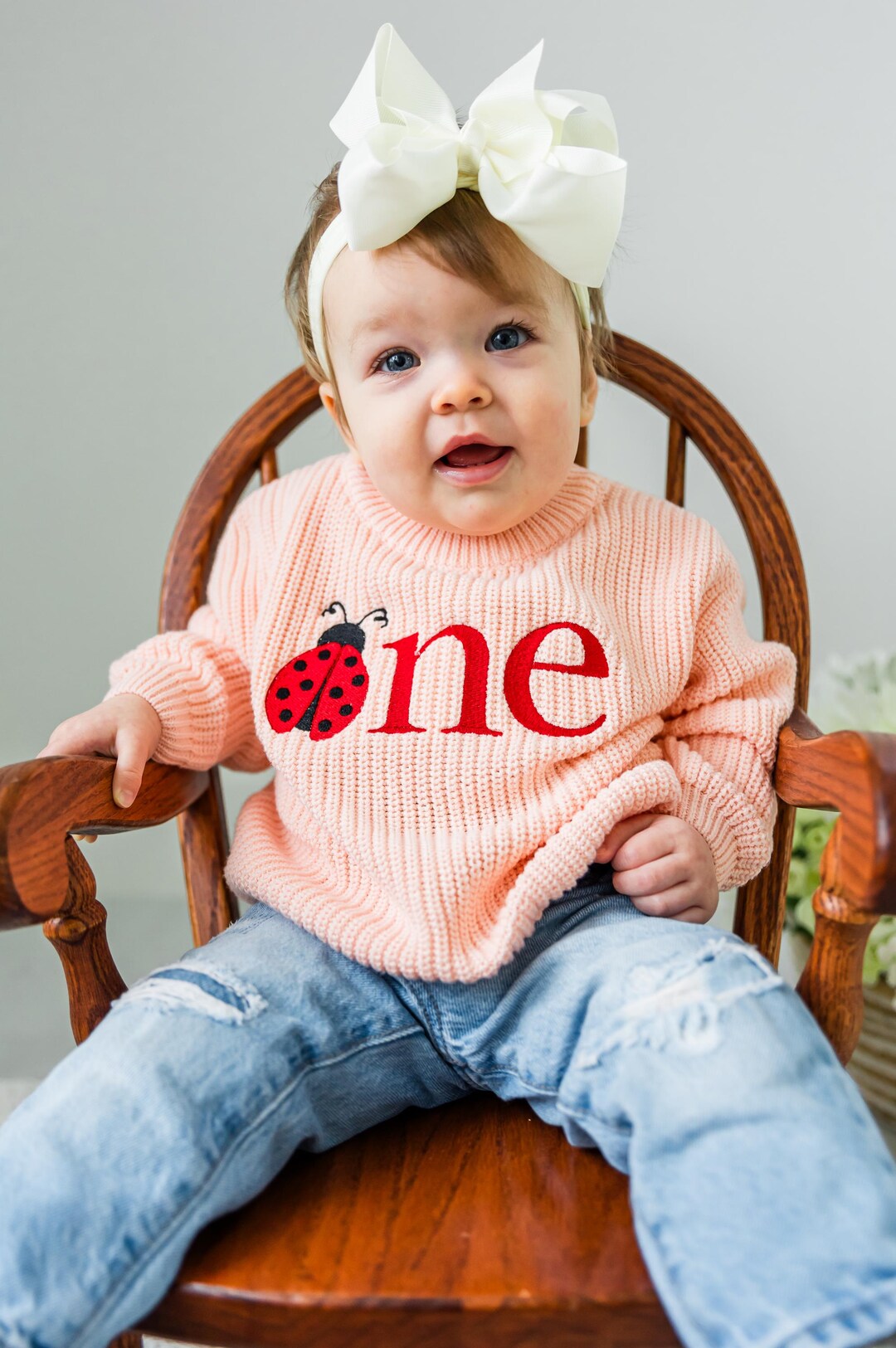 Little Love Bug First Birthday Sweater: Custom Embroidered Ladybug ...