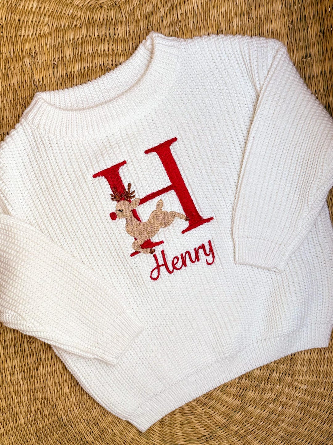 Suéter navideño personalizado para bebé/niño pequeño - Suéter Rudolf ...