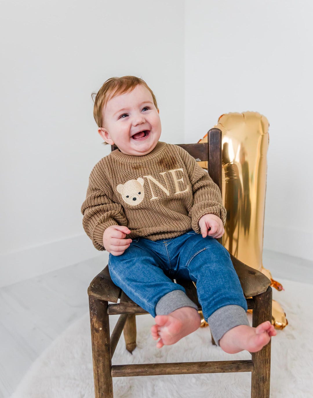 Baby Boys "beary First Birthday" Sweater - Girls One Embroidered ...