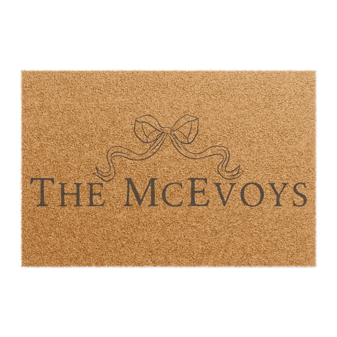 Personalized Bow Doormat in Black // Grandmillenial - Etsy