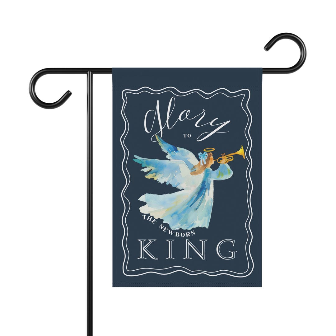 Watercolor Christmas Angel Garden Flag // Nativity // Scalloped ...