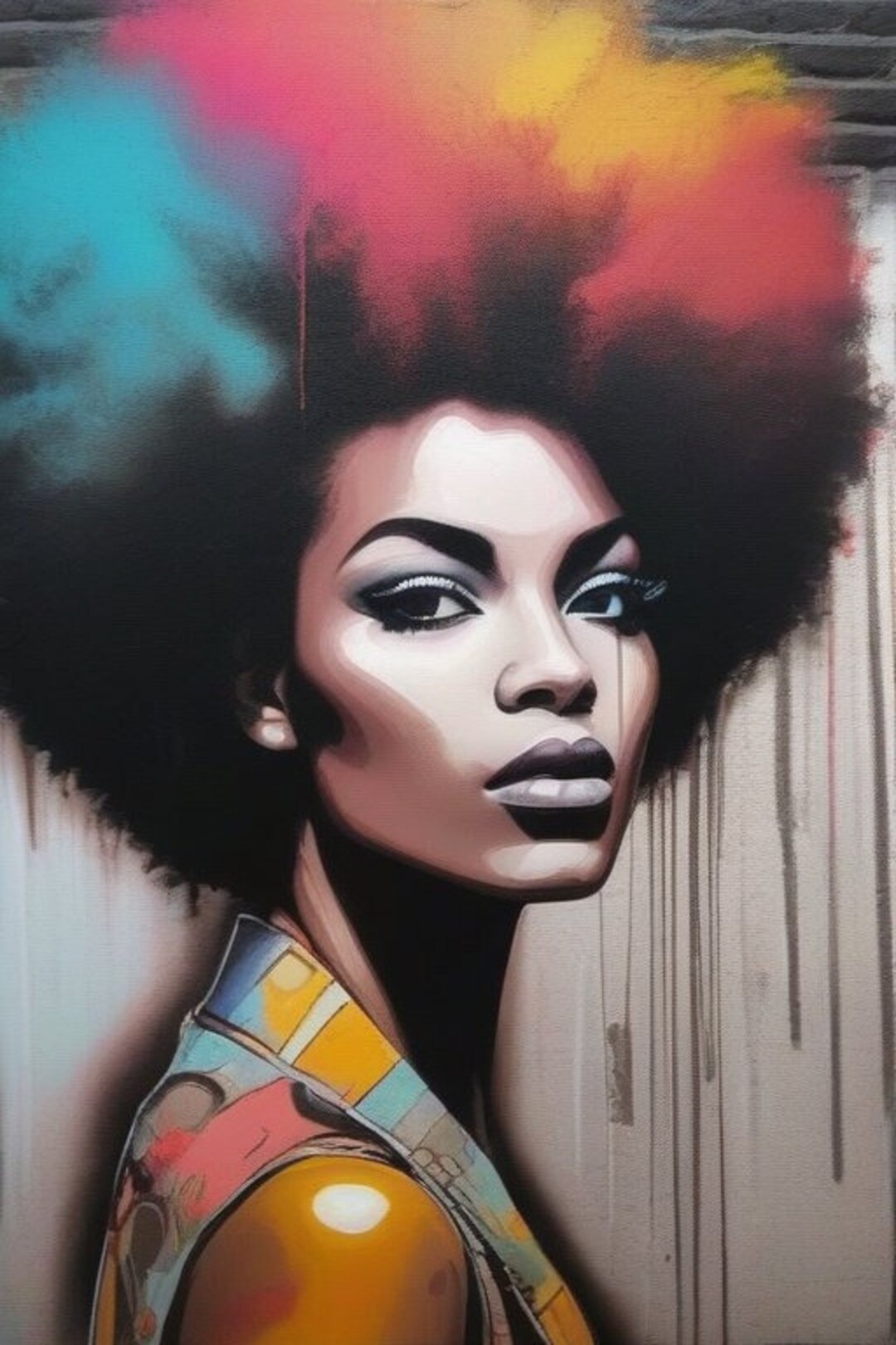 A Portrait in a Graffiti Style of a Proud Black Woman With Colourful ...